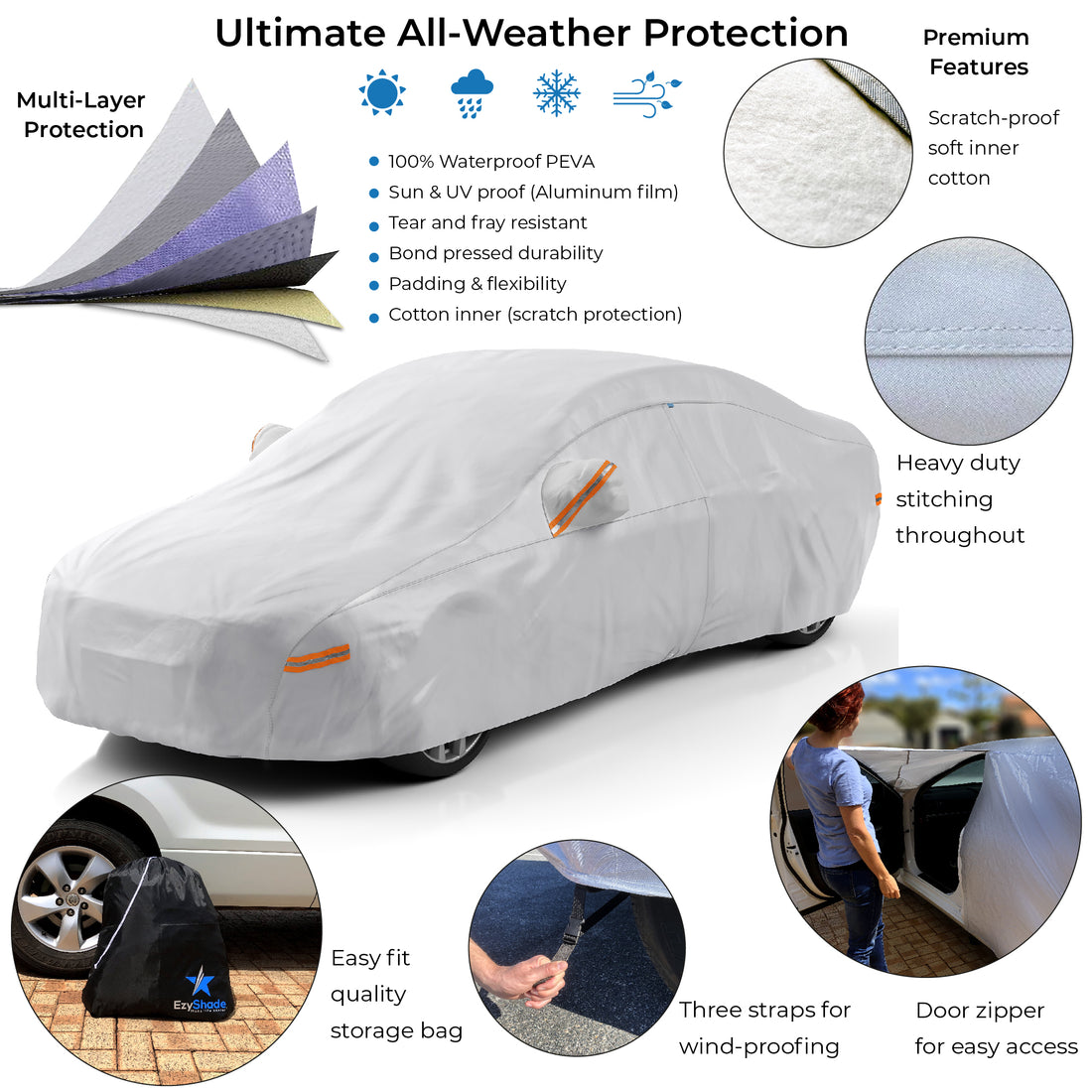 EzyShade 10-Layer Weatherproof Car Cover